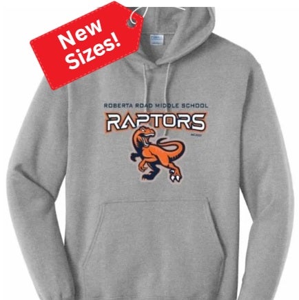 Raptor Cotton Hoodie - Gray | Roberta Road Middle School PTO